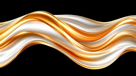 Fluid Metallic Waves Of Gold And Silver On A Black Background Highlighting Their Smooth Texture