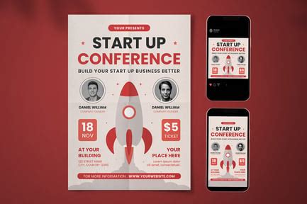 Start Up Conference Flyer Set Print Templates Ft Pitchlook And Startup
