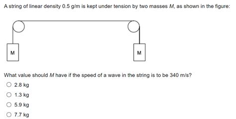 Solved A String Of Linear Density 0 5gm Is Kept Under Chegg Com