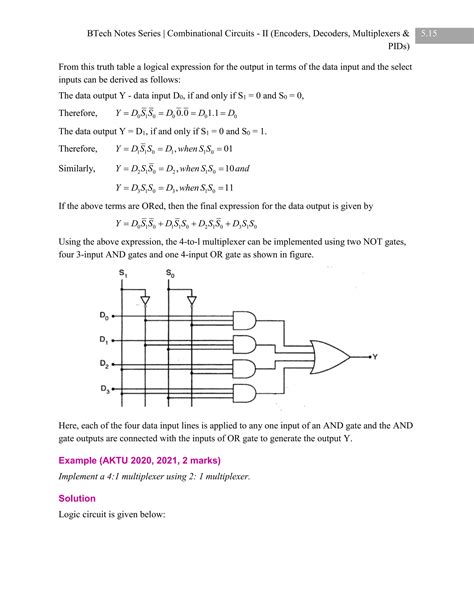 Combinational Circuits Ii Encoders Decoders Multiplexers And Pids Pdf