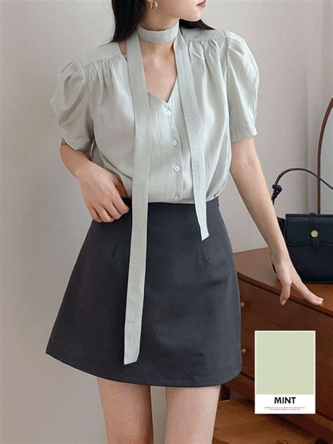 리얼코코 🤍하객룩자체제작 벨리아 타이 블라우스 2 Color 여름썸머오피스룩출근룩데이트룩반팔리본스카프셔링브이넥초커블라우스휴양지