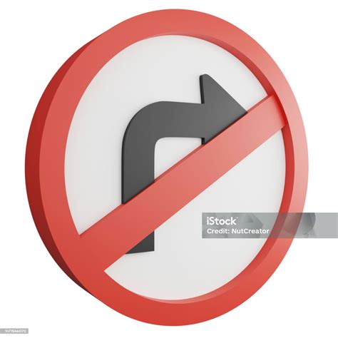 3d 렌더링 흰색 배경에 격리된 우회전 표지판 아이콘 없음 빨간색 필수 표지판 0명에 대한 스톡 사진 및 기타 이미지 0명 3차원 형태 개념 Istock