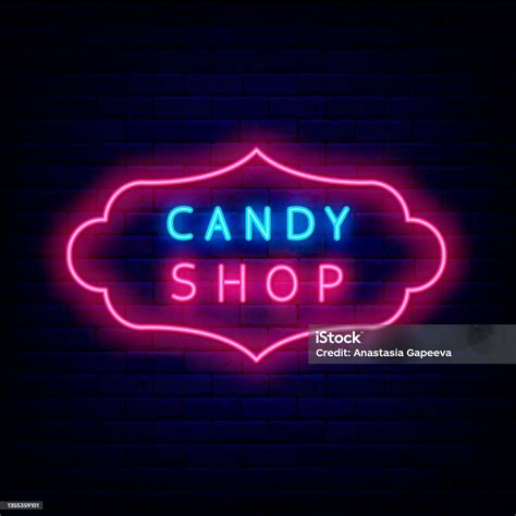 빈티지 프레임에 사탕 가게 네온 간판 달콤한 가게 로고 베이커리 엠블럼 벡터 스톡 일러스트레이션 0명에 대한 스톡 벡터 아트 및 기타 이미지 Istock
