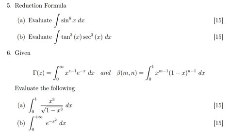 solved 5 reduction formula a evaluate sin x dx [15] b
