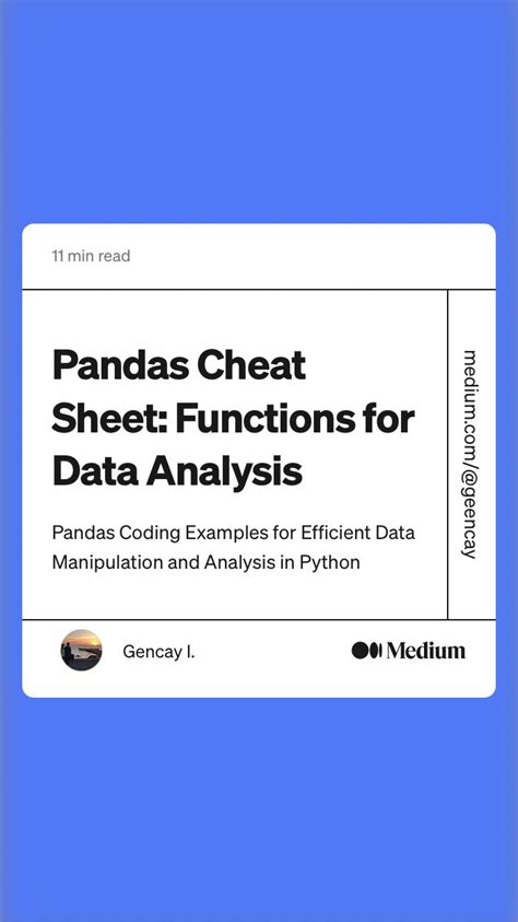 Pandas Cheat Sheet Functions For Data Analysis