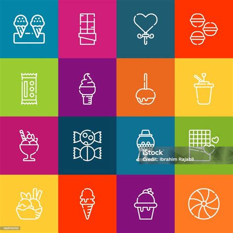 사탕 요소의 현대 얇은 라인 아이콘 세트 프리미엄 품질 개요 기호 컬렉션 간단한 모노 리니어 픽토그램 팩 웹 그래픽을 위한 스트로크 벡터 로고 개념 0명에 대한 스톡 벡터