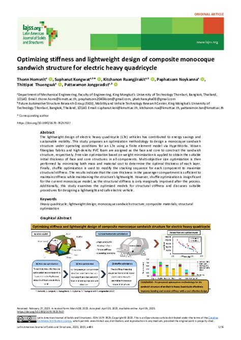 Pdf Optimizing Stiffness And Lightweight Design Of Composite Monocoque Sandwich Structure For
