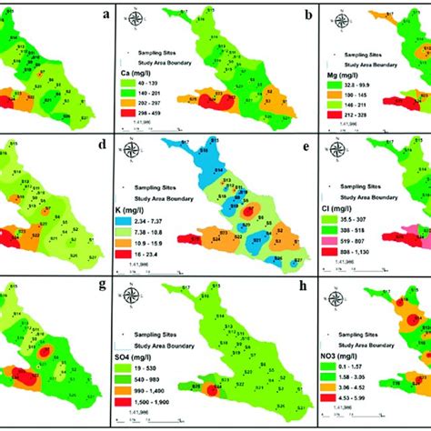 Distribution Map Of The Physicochemical Parameters A Tds B Ca 2