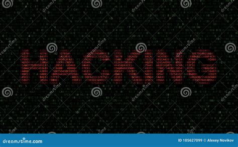 HACKING Word Made Of Hexadecimal Symbols On Computer Screen D Rendering Stock Illustration