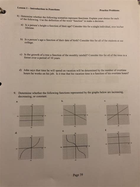 Solved Lesson 1 Introduction To Functions Practice Problems