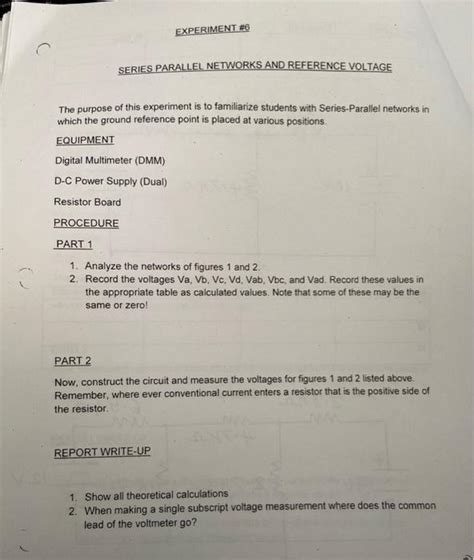 experiment 6 series parallel networks and reference