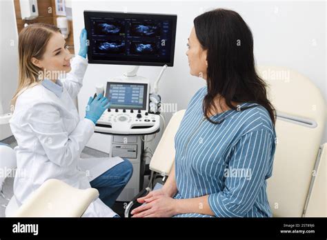 Woman Having An Ultrasound Examination Of Uterus And Ovaries At The