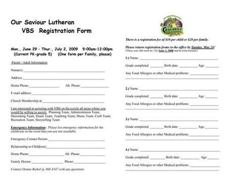 Registration Form Vbs 2025 Vbs Downloadable Registration Form Bethel