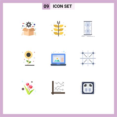9 User Interface Flat Color Pack Of Modern Signs And Symbols Of Plant Farming Harvest Time Early