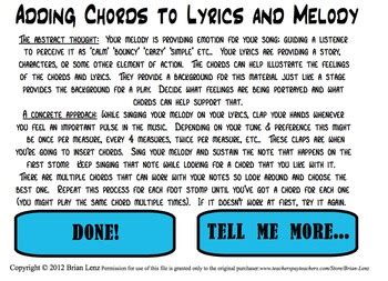 Interactive Song Writing Flow Chart By Brian Lenz Tpt
