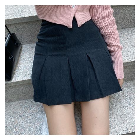 당일발송 골덴 코듀로이 주름 플리츠 미니 스커트 2color 에이블리