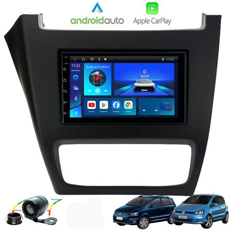 Kit Central Multimidia Android Vw Fox Crossfox Spacefox G3 2014 A 2021 Preta Vision Central