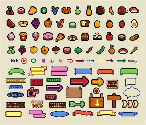 Pixel Art Frames Retro 8 Bit Buttons Arrows Speech Bubble Messages Food And Quote Frame