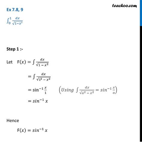 Ex 7 8 9 Direct Integrate Dx Root 1 X 2 Class 12