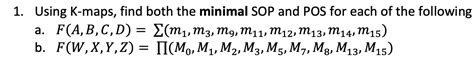 Solved 1 Using K Maps Find Both The Minimal Sop And Pos