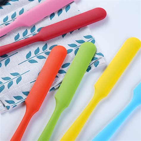 10 Pcs 긴 실리콘 주걱 버터 케이크 크림 스크레이퍼 베이킹 도구 빨간색