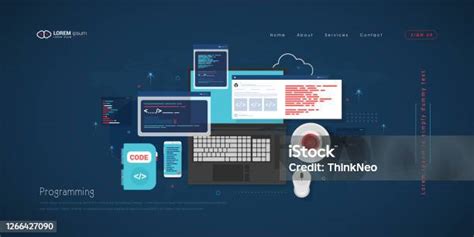 소프트웨어 개발 및 프로그래밍 랩톱 화면에서 프로그램 코드 컴퓨터 프로그래머에 대한 스톡 벡터 아트 및 기타 이미지 컴퓨터