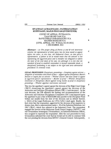 Sivanesan Inquiry Read Only Pdf Burden Of Proof Law Appeal