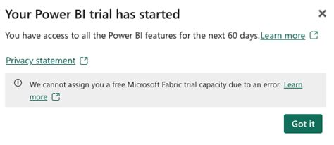 We Cannot Assign You A Free Microsoft Fabric Trial Capacity Due To An