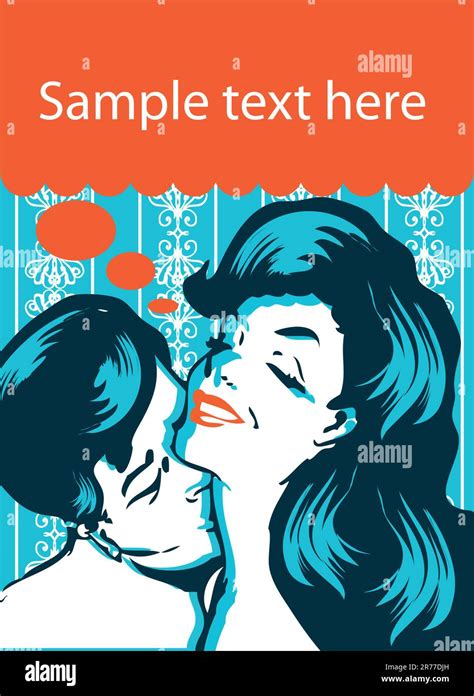 Kissing Couple Retro Vintage Style Stock Vector Image Art Alamy