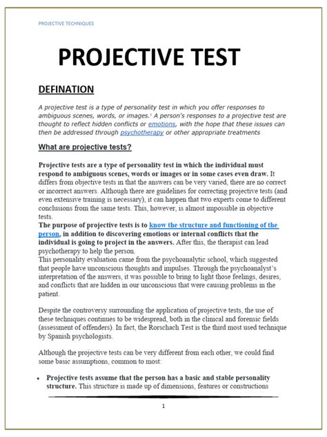 Projective Test Pdf Behavioural Sciences Psychological Concepts