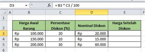 cara menghitung diskon persen di excel untuk mengetahui total bayar