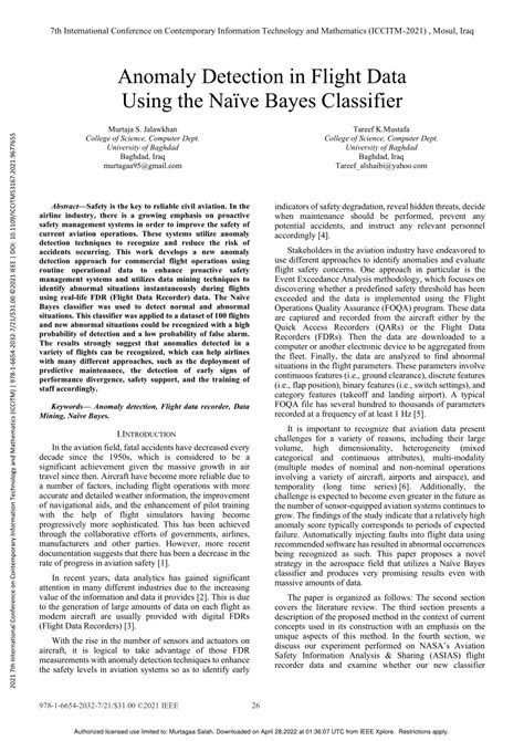 PDF Anomaly Detection in Flight Data Using the Naïve Bayes Classifier