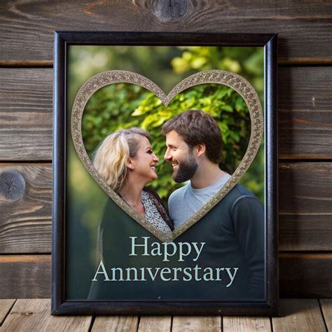 Un Cartel Para El Feliz Aniversario Con Una Forma De Corazón Imagen