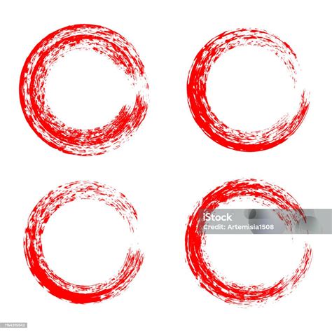 흰색 배경에 빨간색 잉크 둥근 브러시 스트로크 의 집합입니다 벡터 일러스트레이션 0명에 대한 스톡 벡터 아트 및 기타 이미지