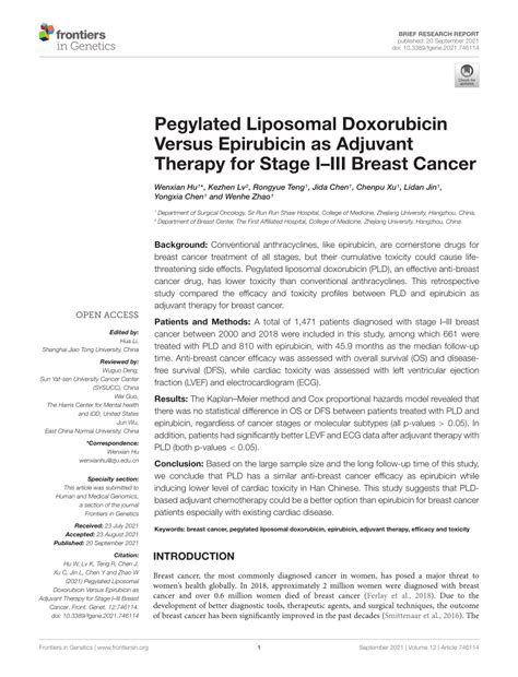 Pdf Pegylated Liposomal Doxorubicin Versus Epirubicin As Adjuvant Therapy For Stage I Iii
