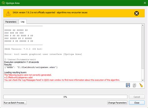 Saga Upslope Area Tool Error Tool Need Graphical User Interface