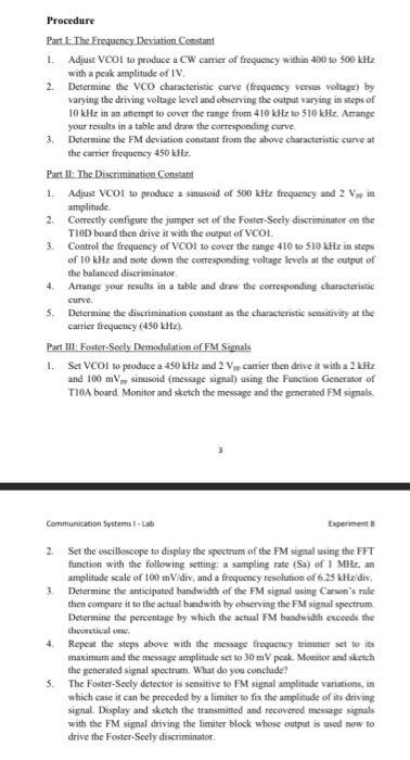 solved procedure part 1 the frequency deviation conctant 1