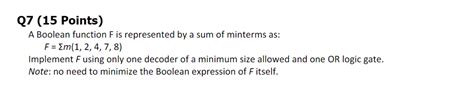 Solved Q Points A Boolean Function F Is Represented By Chegg