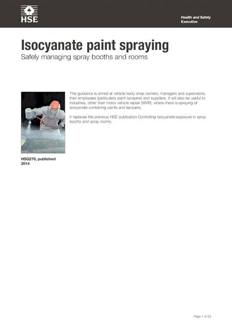 Pdf Health And Safety Executive Isocyanate Paint Spraying