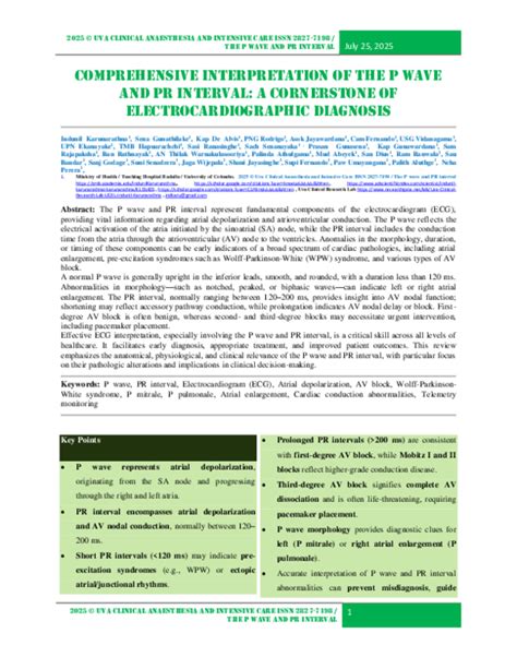 Pdf Interpretation Of The P Wave And Pr Interval