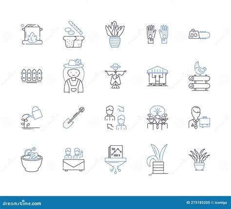 Farming Production Outline Icons Collection Agriculture Cultivation