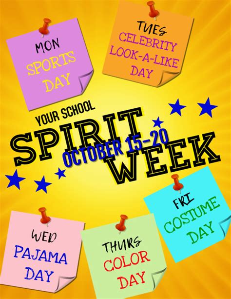 Spirit Week Templates Free Web Create Free Spirit Week Template Flyers