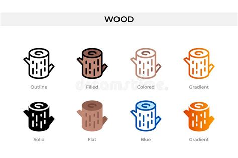 Wood Icon In Different Style Wood Vector Icons Designed In Outline