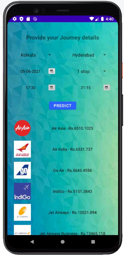 GitHub Manideep Kalyanam Flight Fare Prediction Android Application Flight Fare Prediction