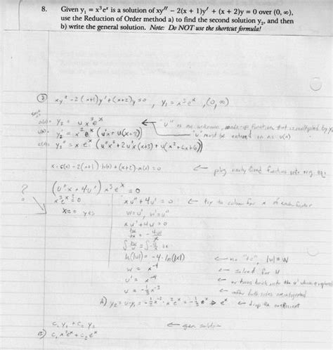 D E Reduction Of Order Non Shortcut Method Question