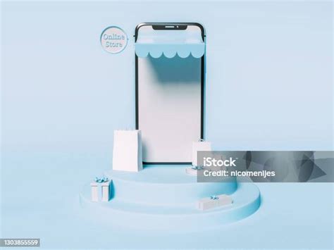 3d 일러스트레이션 종이 봉투와 선물 상자가있는 스마트 폰 가방에 대한 스톡 사진 및 기타 이미지 가방 개념 고객 Istock