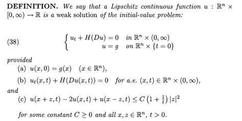 Integration Uniqueness Of Weak Solutions Of The Hamilton Jacobi Equation Mathematics Stack