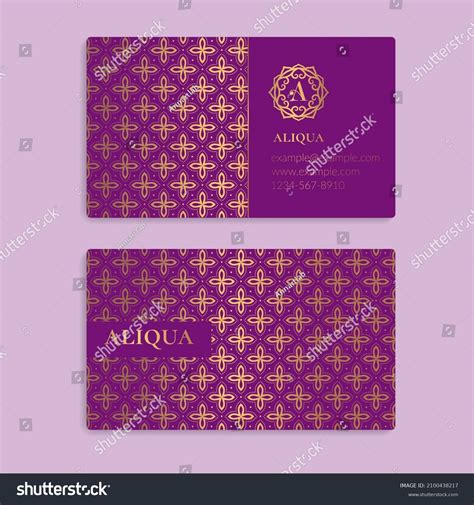 Gold Purple Business Cards Vector Ornament Stock Vector Royalty Free