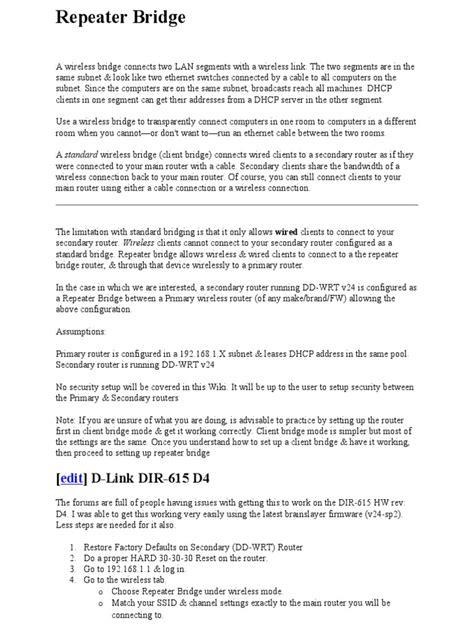 Repeater Bridge Dd Wrt Pdf Wireless Lan Router Computing