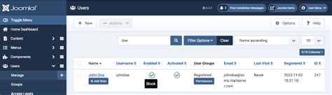 user registration joomla documentation